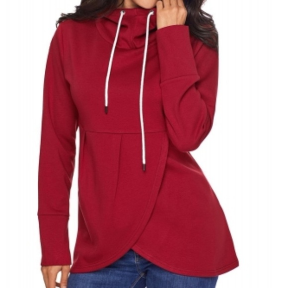 Starlights Fashion | Sweaters | Red Casual Asymmetric Hem Pullover ...